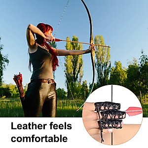 MiOYOOW Archery Glove, Adjustable Portable Three Finger Gloves Archery Accessories for Recurve Compound Bow