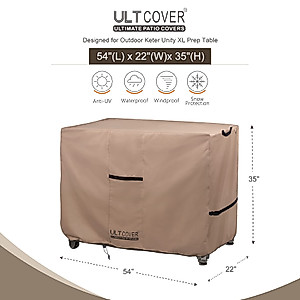 ULTCOVER Waterproof Prep Table Cover for 52 Inch Keter Unity XL Portable Table, Outdoor Storage Cabinet Prep Station Cover 54L x 22W x 35H inch