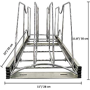 STORKING Slide Out Cutting Board Bakeware and Tray Organizer Pull Out Kitchen Cabinet Organizer Cookware and Bakeware Basket for Kitchen Base Cabinets 11" W 22" D 11.8" H