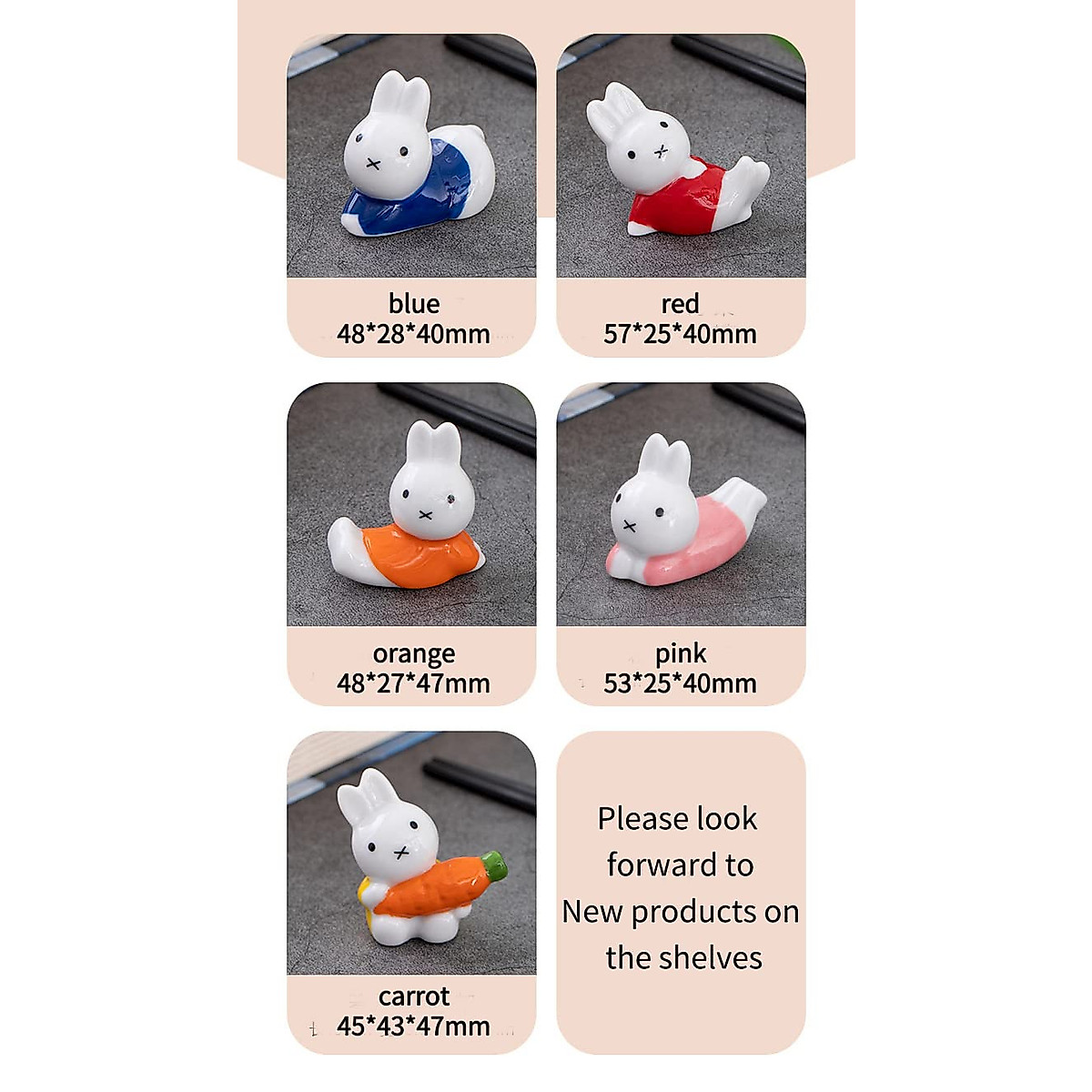 AEOLK Cute rabbit chopstick holder creative pottery decoration cute fashion gift home office desktop decoration car accessories kitchen supplies 5 pieces suitable for restaurant izakayaHoliday gifts,