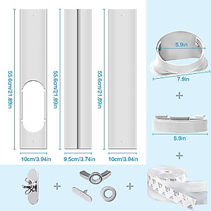 Window Vent Kit for Portable Air Conditioner, Adjustable Window Seal Plate Kit for AC Unit, Adjustable Length 21 Inch to 62 Inch, AC Window Kit for Exhuast Hose of 15cm/5.9 Inch.