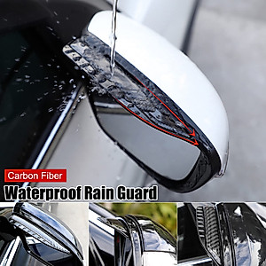 Bigens 2PCS Universal Car Rear View Mirror Rain Cover Sun Visor Eyebrow Carbon Fiber Side View Mirror Rain Guard Auto