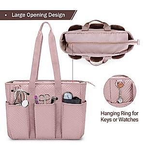 Fasrom Nurse Tote Bag for Work Nurses, Clinical Bag for Nursing Students and Home Health Care Staff, Pink (Empty Bag Only)