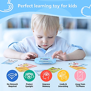 WANIWU Kids Toys Flash Cards Educational Toys for 2-6 Years, 112 Pcs 224 Words Learning Toys Birthday Gift(Blue)