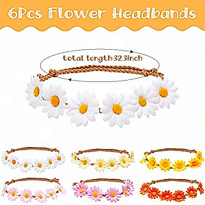 A1diee 12Pcs Groovy Retro Sunglasses Headbands Party Favors Boho Hippie Round Flower Polarized Eyewear Multicolor Daisy Flower Crown Costume Accessories Set 60s Festival Party Gifts for Kids