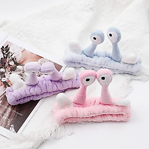 Hofar Face Wash Headband Hairband with Palm and Snail Coral Fleece Cartoon Cute Creative Hair Accessories