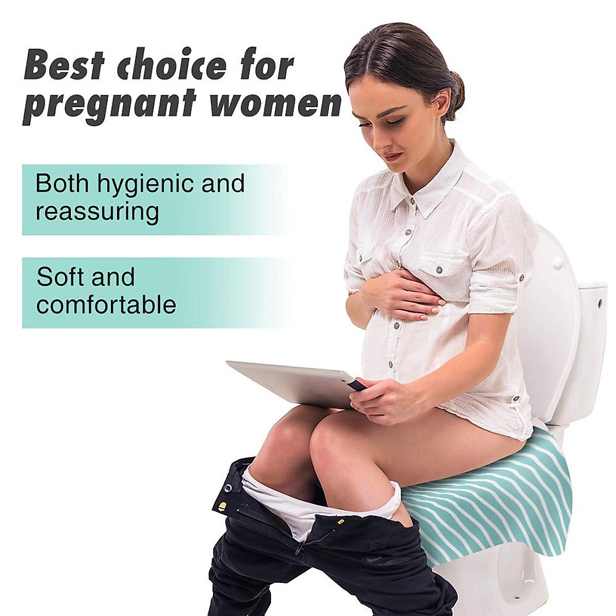 18FTRabbit 25 Packs Disposable Toilet Seat Covers - Full Cover Individually Wrapped Portable Potty Covers for Travel, Adult, The Pregnant, Kids and Toddler Potty Training (Wave)