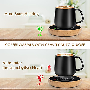 Coffee Mug Warmer Electric Coffee Cup Warmer for Desk Use Large Candle Warmer with Gravity Sensing Switch Auto Shut Off Coffee Warm Plate Smart Hot Beverages Warmer for Office Home Gifts (Light Wood)