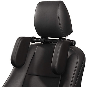 Car Seat Headrest Pillow,Travel Sleeping Head Neck Support,Memory Foam Neck Pillow for Kids,Adjustable on Both Sides-Sleep Better in The Car(PVC Black)