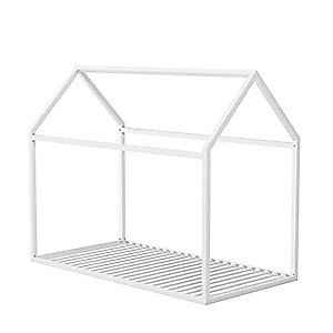 Little Seeds Rowan Valley Skyler Kids Metal House, Twin Size Frame, White Bed (DA4037119LS)