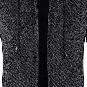 Men Long Open Front Cardigan Sweater Full Zip Knitted Hoodie Jacket Longline Hooded Cardigans Sweaters with Pockets (Dark Grey,X-Large)