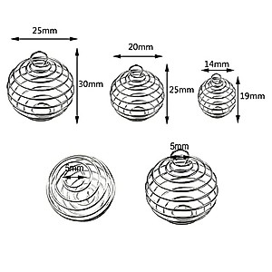 JIALEEY Spiral Bead Cages Pendants, 30 PCs 3 Sizes Silver Plated Stone Holder Necklace Cage Pendants Findings for Jewelry Making and Crafting