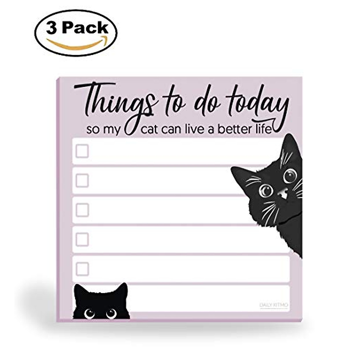 Mini Cat Funny to Do List Sticky Notes | Things to Do Today So My Can Can Live a Better Life | Cat Lover Gift | 3x3" inches, 3-Pack by DAILY RITMO