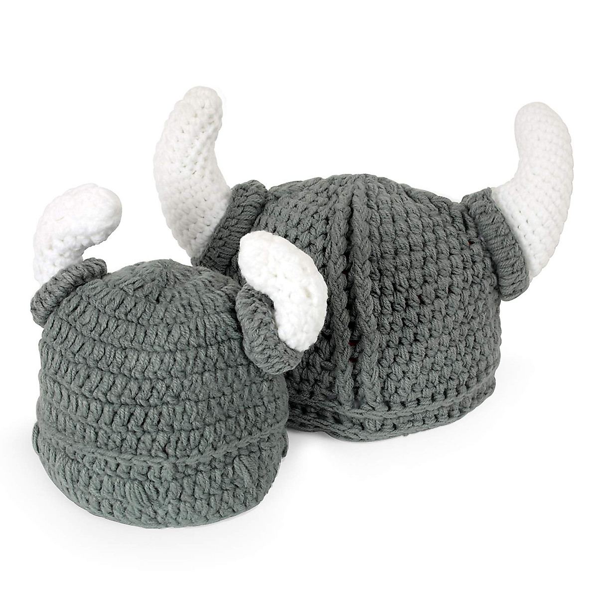 Ypser Cute Bull Horn Beanie Cap Handmade Knitted Crochet Viking Beanie