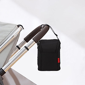 Alomejor Baby Bottle Cooler Bag Portable Cooler Bag Bottle Storage Bag Waterproof Nylon Insulation Tote Pouch for Outdoor (Black)