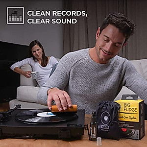 Big Fudge Vinyl Record Cleaning Kit - Complete 4-in-1 - Includes Ultra-Soft Velvet Record Brush, XL Cleaning Liquid, Stylus Brush and Storage Pouch! Will NOT Scratch Your Records! …