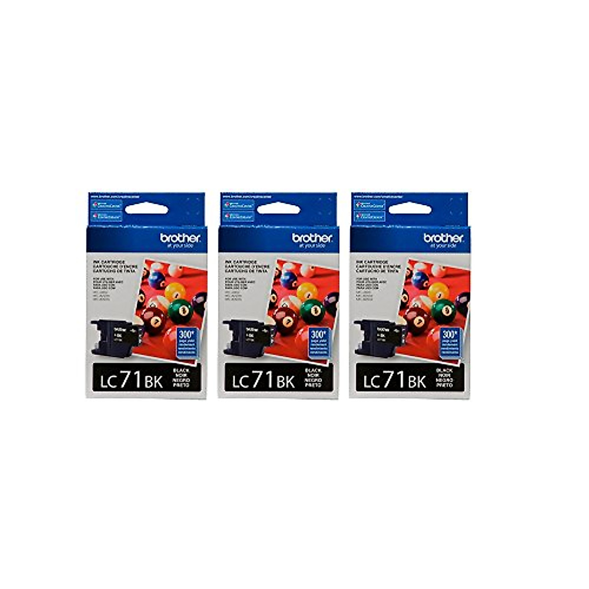 Brother Printer bALxk LC71BK Standard Yield Ink, Black (3 Pack)