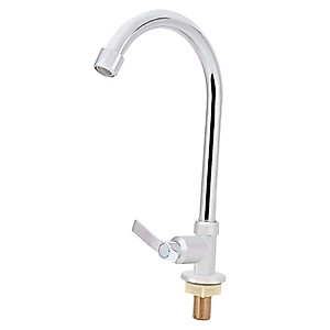 G1/2 Kitchen Faucet Single Cold Vertical Faucet Tap,Cold Only Water Kitchen Fauce Zinc Alloy Material High Arc Cold Water Sink Faucet for Kitchen,Outdoor, Garden