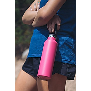 Simple Modern Insulated Water Bottle with Handle Lid 1 Liter Reusable Ascent Narrow Mouth Stainless Steel Thermos Flask, 32oz Handle Lid, Midnight Black