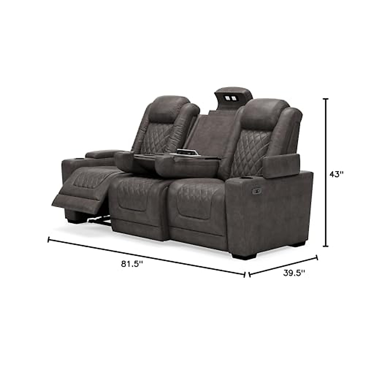 Signature Design by Ashley Hyllmont Power RecliningSofa with Adjustable Headrest, Weathered Gray