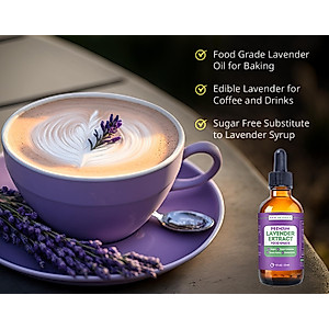 Kate Naturals Lavender Extract for Baking, Drinks, Coffee, Lattes. Food Grade Lavender Oil for Flavoring & Cooking (1oz, Sugar Free)