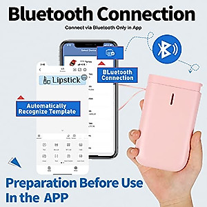 LMASBLTER Pink Label Maker Machine with Tape D11 Portable Bluetooth Sticker Label Printer with Different Fonts Easy to Use Ideal for Home Office Organization Small Business Supplies USB Rechargeable