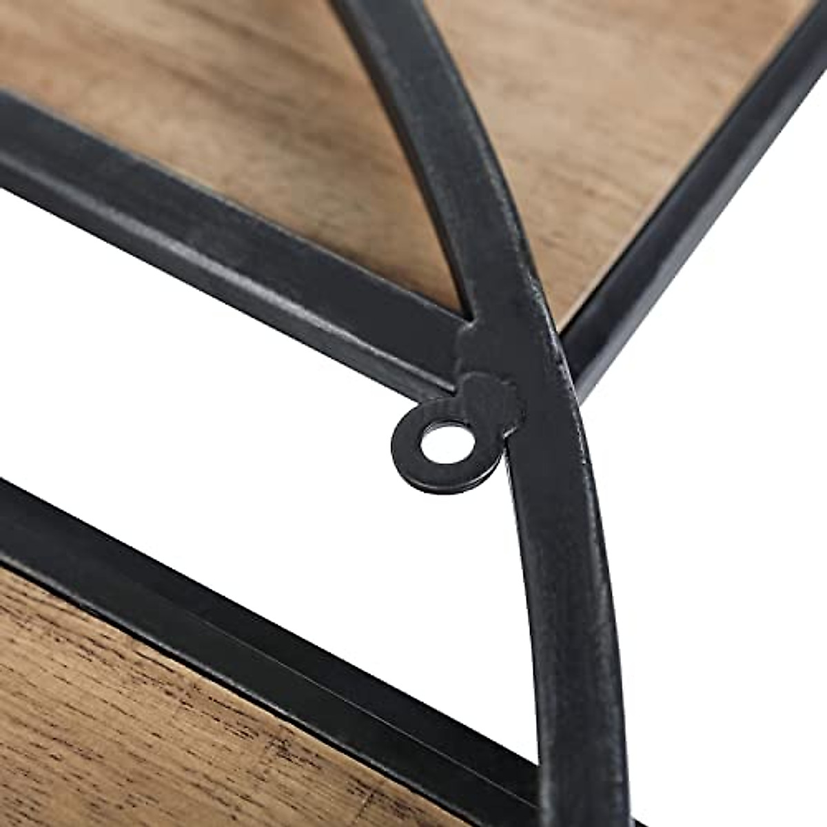 SOFFEE DESIGN Wall Mounted Geometry Flower Rack Home Decoration Layer Wall Shelves Metal Rack Wood Wire Kitchen Floating Hive Bedroom Iron Storage Black Room, 4-Tier Round Shape