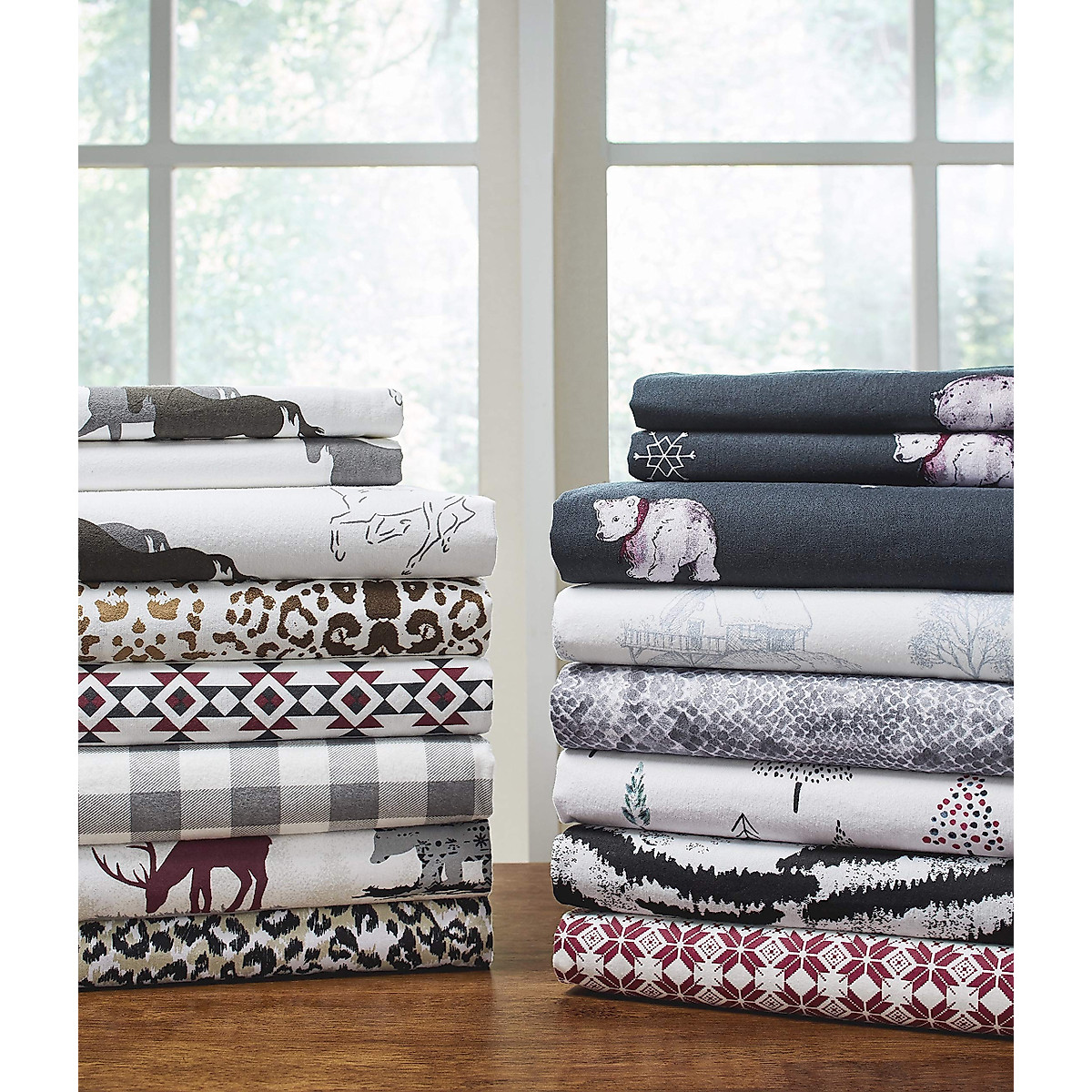 Pointehaven 180 GSM Cotton Flannel Duvet Set - King/Cal King, Scenic Toile