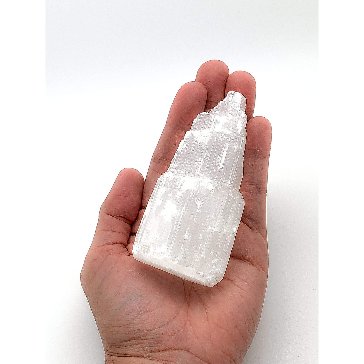 2 Selenite Natural Towers Skyscraper 4" Tall, 1 California White Sage Smudge Stick 4" and 1 Palo Santo Stick from Perú - Salvia- Protection from Negative Energy Reiki Chakra Crystal Healing