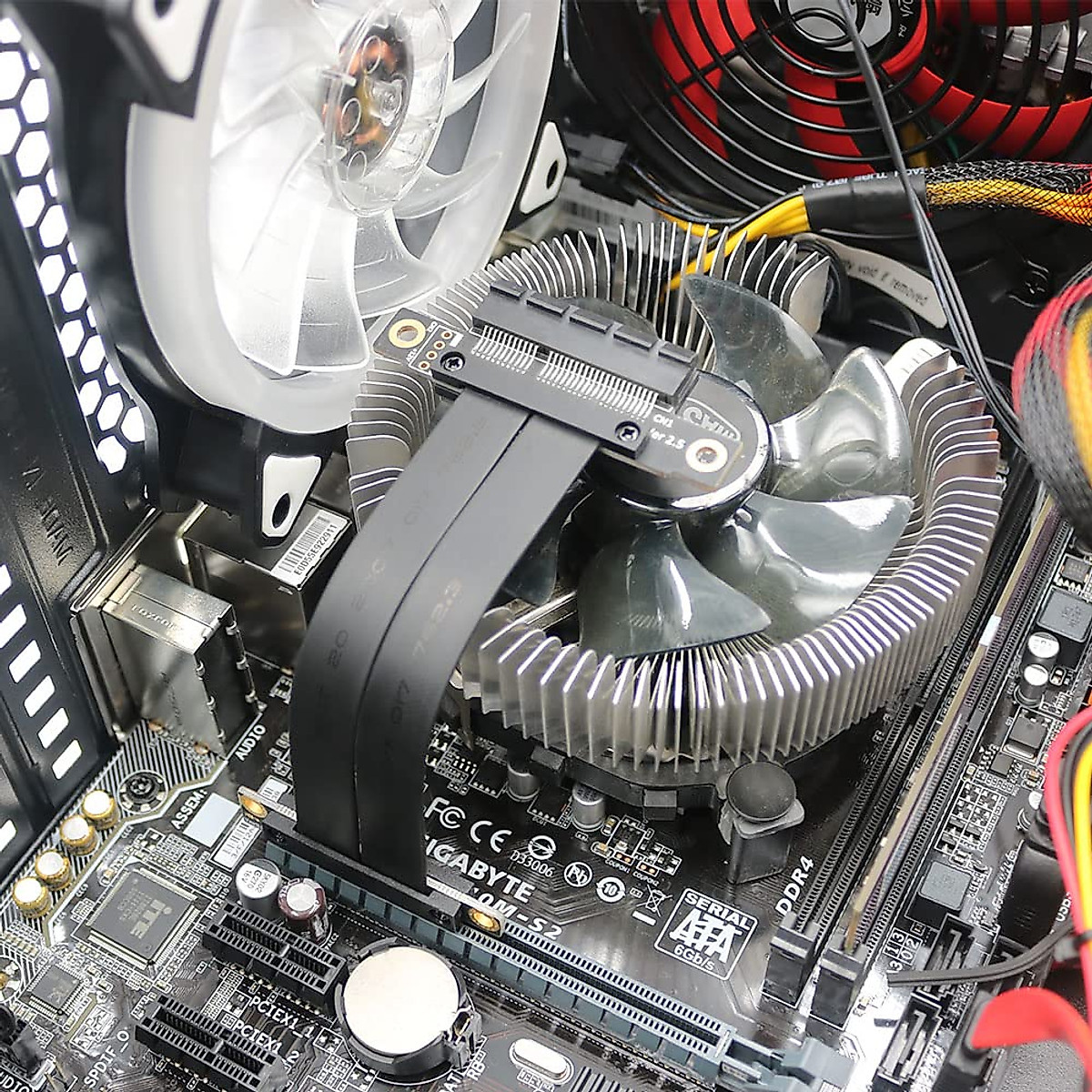 BQZYX+ PCI-E Riser PCI-E x4 Extension Cable Pcie Extension Cable Extension Port Adapter (20cm 180 Degrees)-Upgrade Version