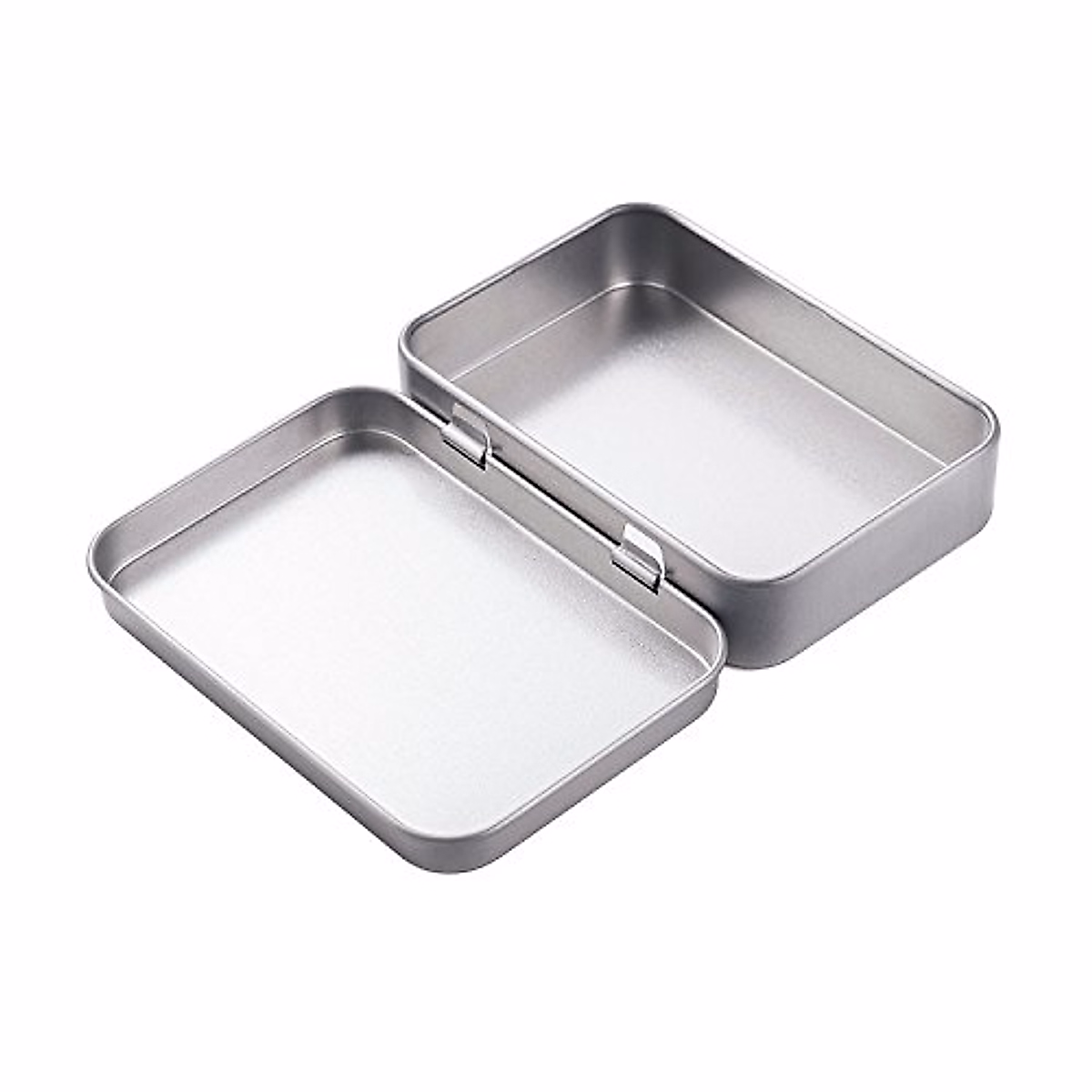 AKOAK 2 Pieces 4.5 x 3.3 x 0.86 Inch Rectangular Empty Hinged Tin Box Containers for Home Storage or Outdoor Active Storage Containers