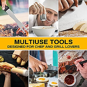 Aormos Griddle Accessories for Blackstone,28 PCS Flat Top Grill Spatula Sets,12 Inch Visible Basting Cover Cheese Melting Dome,Cast Iron Burger Bacon Press for Indoor,Outdoor,Camping or Cooking