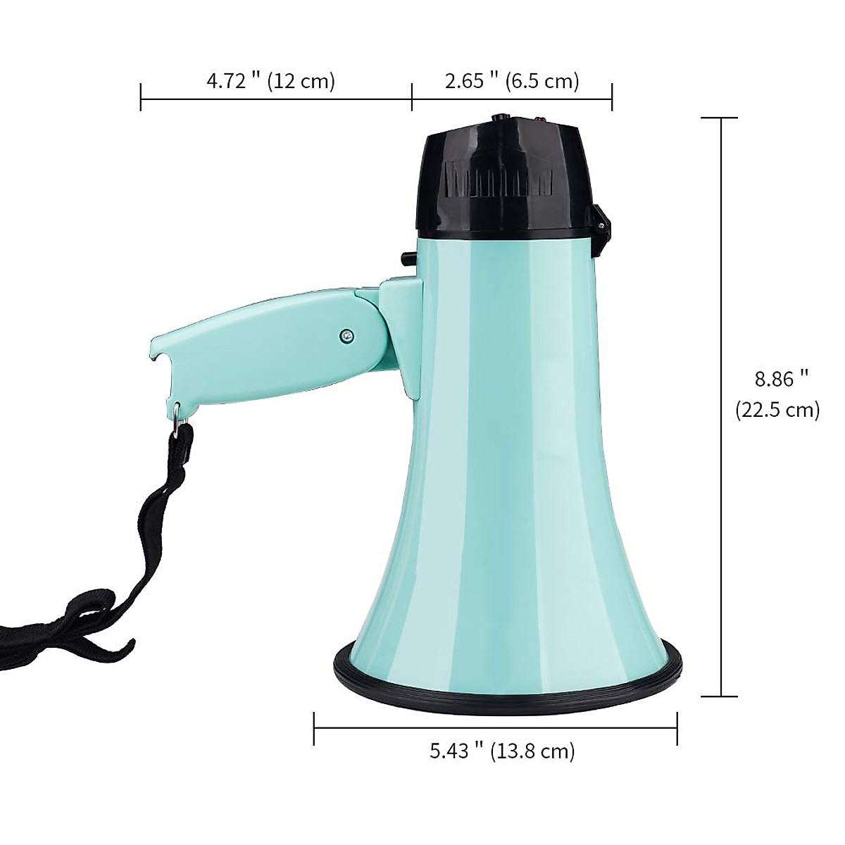 MyMealivos Portable Megaphone Bullhorn 20 Watt Power Megaphone Speaker Voice and Siren/Alarm Modes with Volume Control and Strap (Teal)…