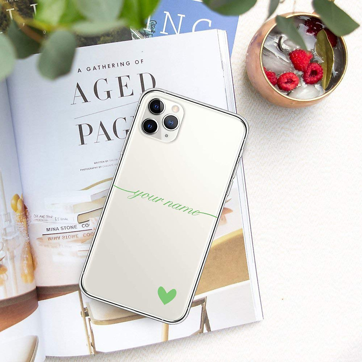 Suhctup Custom Cover for Huawei P30 PRO TPU Case with Heart Text Customizable Gift Case Ultra Thin Soft Clear Silicone Fashion Shockproof Case (Green)