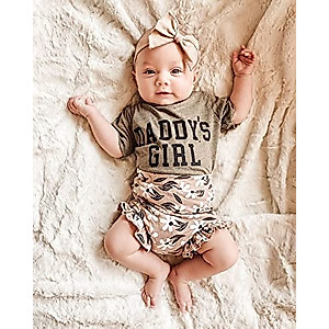 Hnyenmcko Newborn Infant Baby Girl Clothes Letter Short Sleeve T Shirts Top Ruffled Shorts Headband 3Pcs Summer Outfits Set (A-Daddy, 0-6 Months)
