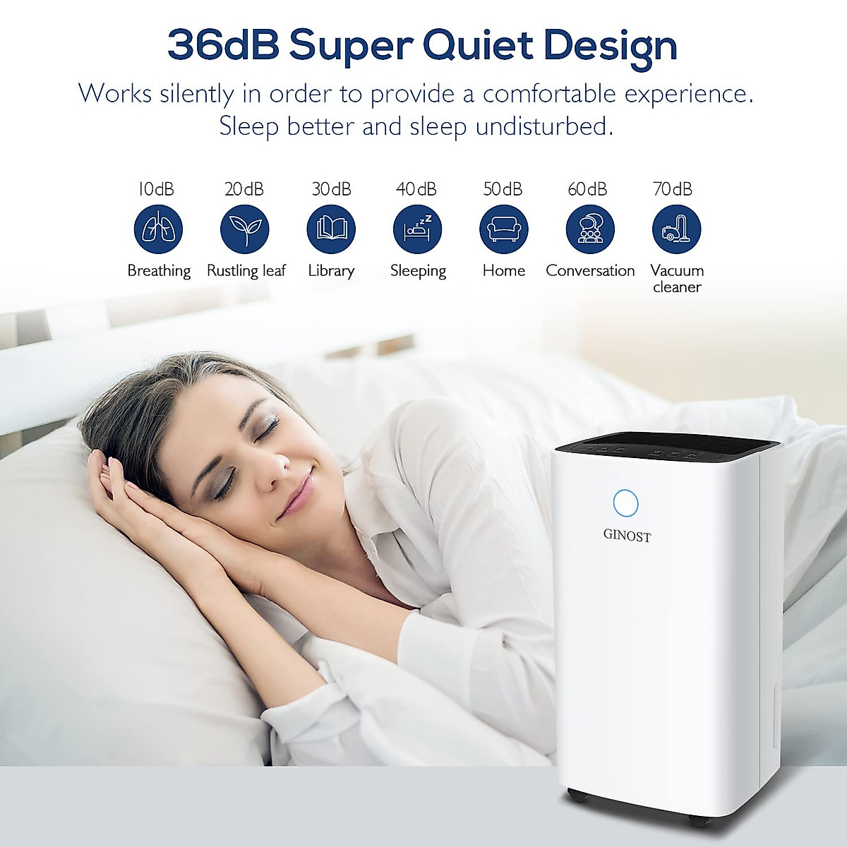 Dehumidifier for Home and Basements 25 Pints for 1500 Sq.Ft, 68oz(0.53gallon) Water Tank Capacity with Drain Hose, Intelligent Humidity Control, Childlock, Laundry Dry