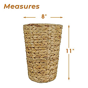 MANTEIV Waste Basket Woven - Water Hyacinth Storage Rustic Boho Decor Basket - Home Office Paper Wastebasket Garbage Container Bin for Living Room Bedroom Bathroom Kitchen Set