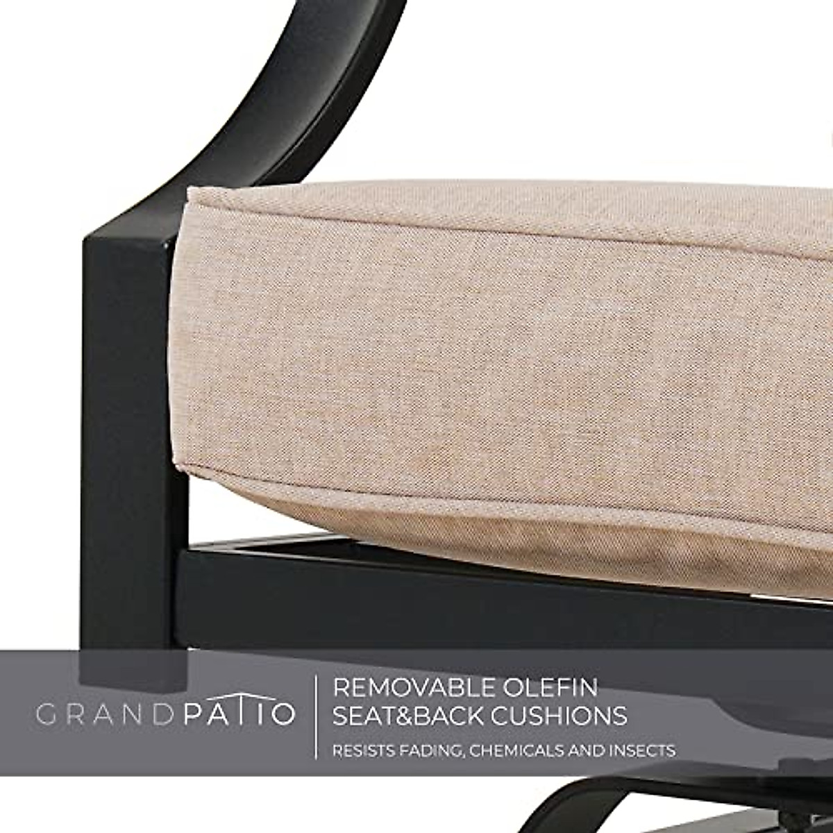 Grand patio 5 Pieces Patio Furniture Set with 29 Inch Fire Pit Metal Outdoor Chairs with Beige Cushions,Outdoor Furniture Sets Propane Fire Pit for Garden Party Backyard