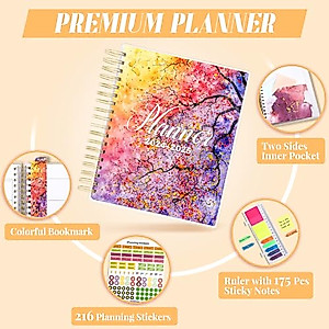 Montcool Planner 2024-2025 7.9" x 9.8", Large 18 Months Daily Weekly Monthly Planner Yearly Agenda Jan. 2024–Jun. 2025, Page Tabs, Separator Page, Pocket Folder, Bookmark, Sticky Note Set