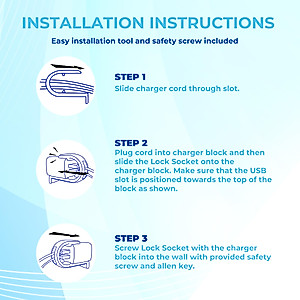 Lock Socket Charger Lock for Ailkin Dual Chargers Anti-Theft & Tug-Proof Charger Lock System A Safety Device to Prevent Unplugging Simplest Way to Lock Your Charger to Wall Plate via Security Screw