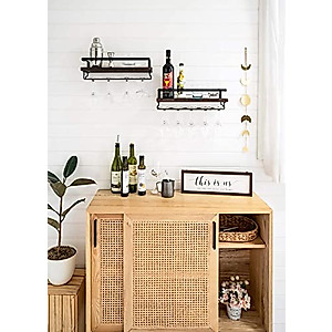 Mkono Wall Mounted Wine Rack and Key Holder with 6 Hooks