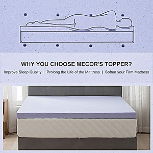mecor 4” 4 inchKing Size Gel Infused Mattress Topper, 4in Memory Foam Mattress Topper for King Bed with Certipur-US Certified-Ventilated Cooling Design-Purple/80”x78”