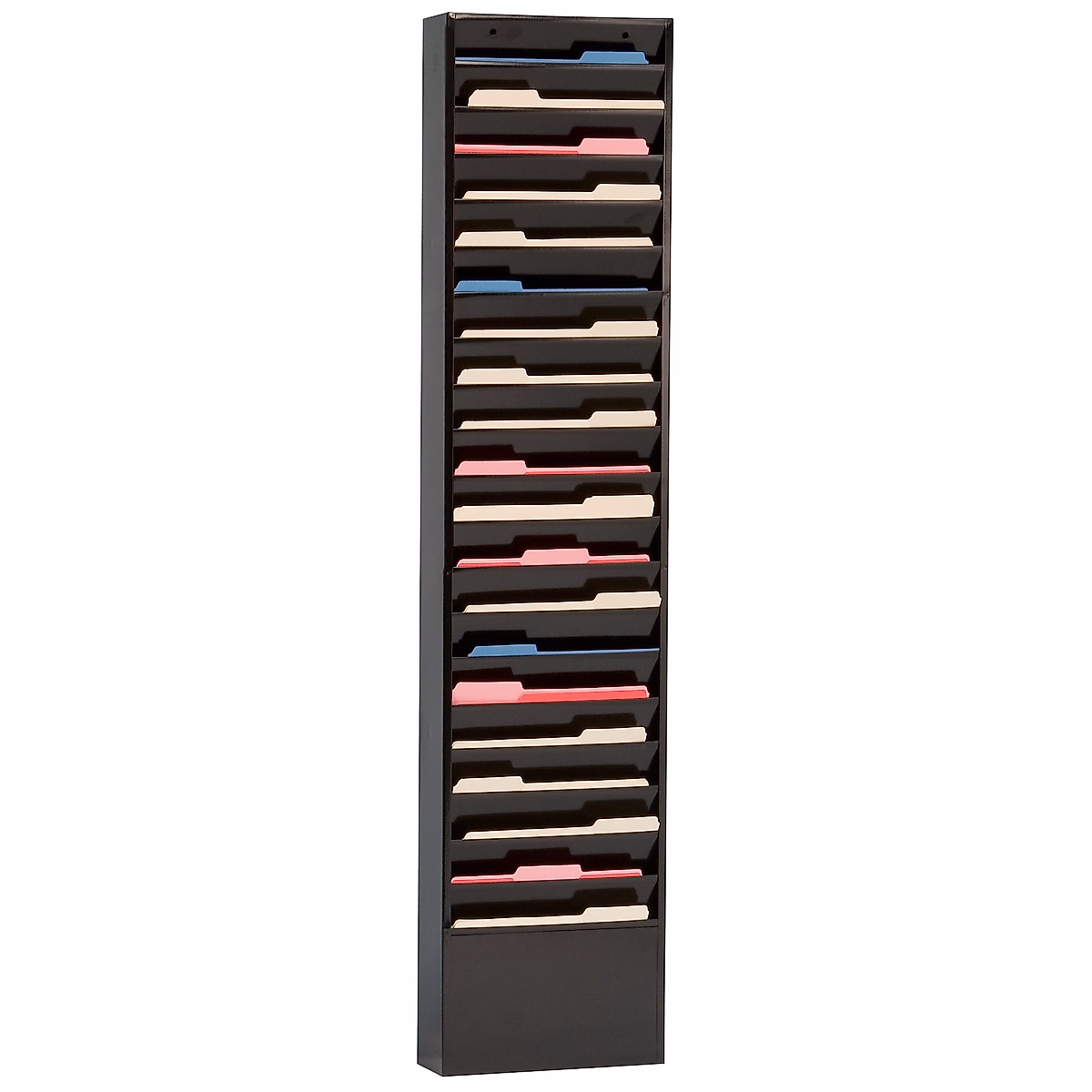 Durham 411-08 Black Cold Rolled Steel Special Purpose Literature Storage Rack, 13-1/4" Width x 58" Height x 4-1/8" Depth, 20 Large Pocket