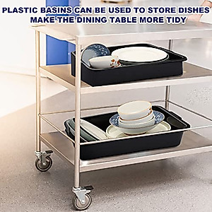 Sherr 10 Pcs 8L Plastic Bus Tubs Bus Tubs Restaurant Food Service Bus Tubs Commercial Bus Box with Handles Wash Basin Tray for Home Daily Use, Toys, Restaurant Hotel Food Service, Black