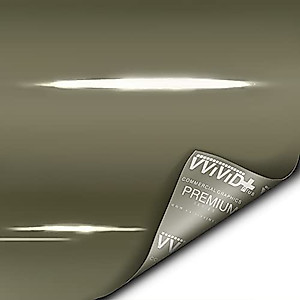 VViViD+ Ultra Gloss Combat Military Green 3ft x 5ft Vinyl Car Wrap Premium Paint Replacement Film Roll w Nano Air Release Technology, Stretchable Protective Liner