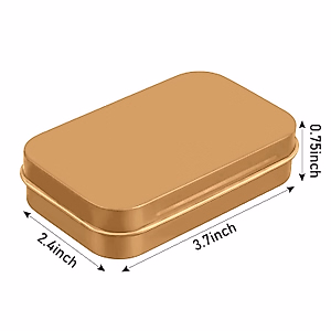 6 Pcs Metal Hinged Tin Box Container Mini Portable Small Storage Container Kit with Lid for Home Storage 3.7 x 2.3 x 0.8 Inch, Gold