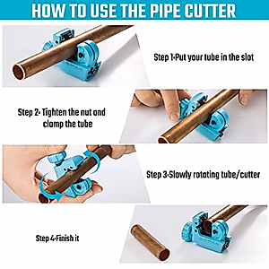 DURATECH Mini Tubing Cutter 1/8"-3/4"(3-19MM), Copper, Aluminum, Brass And Plastic Tubing Compact Cutter, With Replacement Wheel