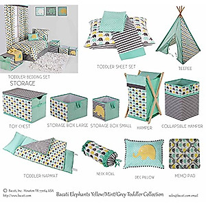 Bacati Elephants Unisex Activity Gym with Mat, Mint/Yellow/Grey