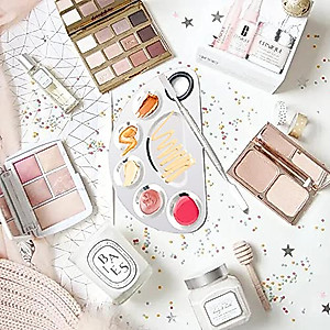 BOMJJOR Makeup Palette Stainless Steel Cosmetic Palette 6-Well with Spatula Tool for Nail Art Eye Shadow Mixing Foundation Painting Artist Mini Mixing Metal Palette (Semi-arc Palette)