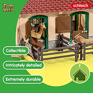 Schleich Horse Barn and Stable Playset - Award-Winning Riding Center 96 Piece Set, 2 Pony Toys, Rider Figurine, and Farm Accessories, for Girls and Boys 3 Years Old and Above